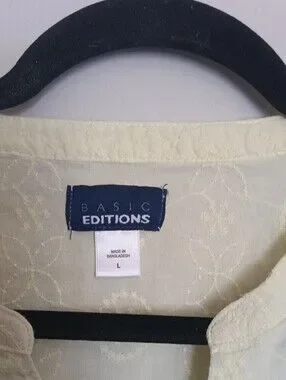 Basic Editions | Tops | Basic Editions Pale Yellow Embroidered ...